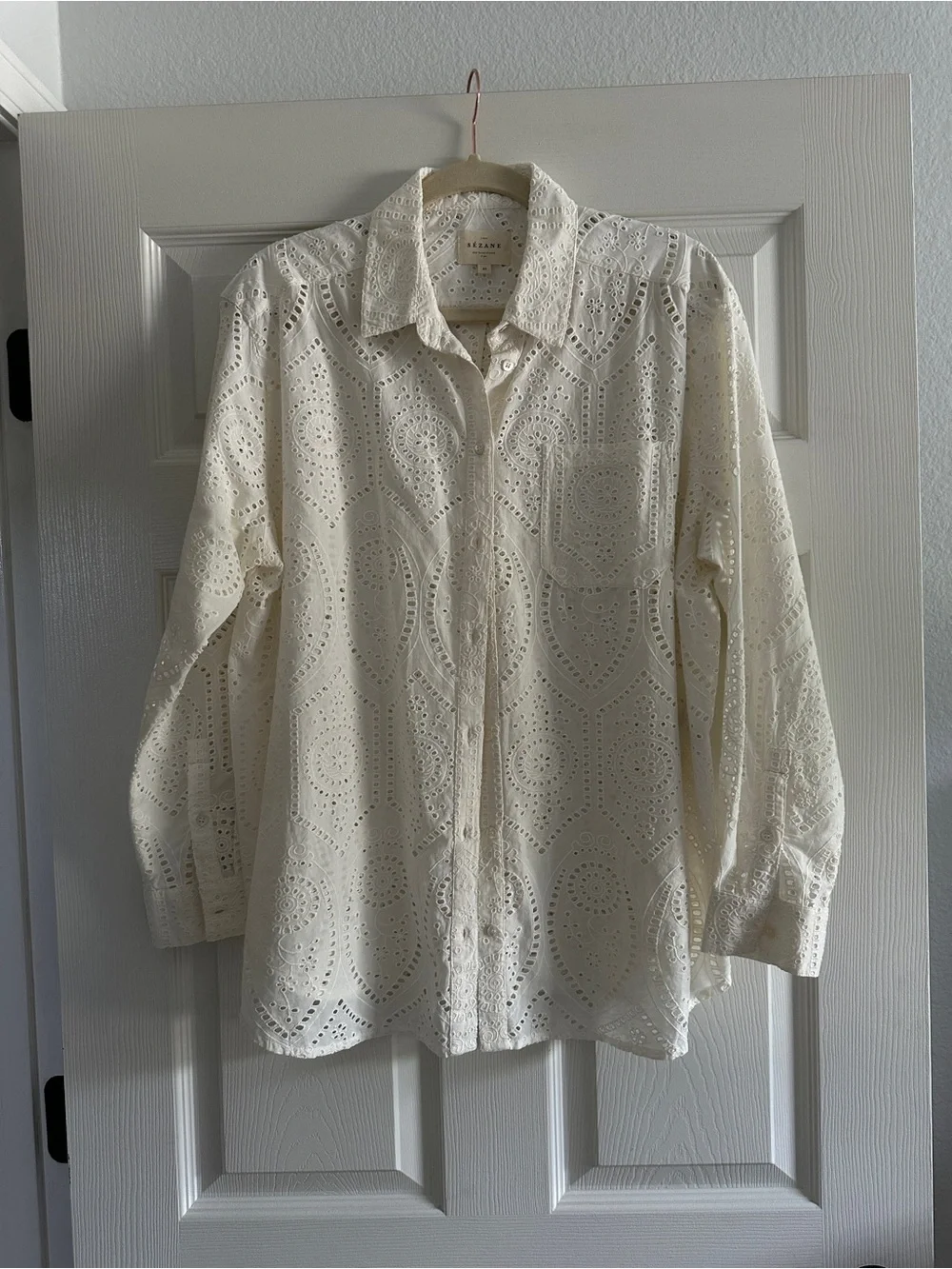 Sezane | Tops | Sezane Max Shirt Ecru Eyelet | Poshmark